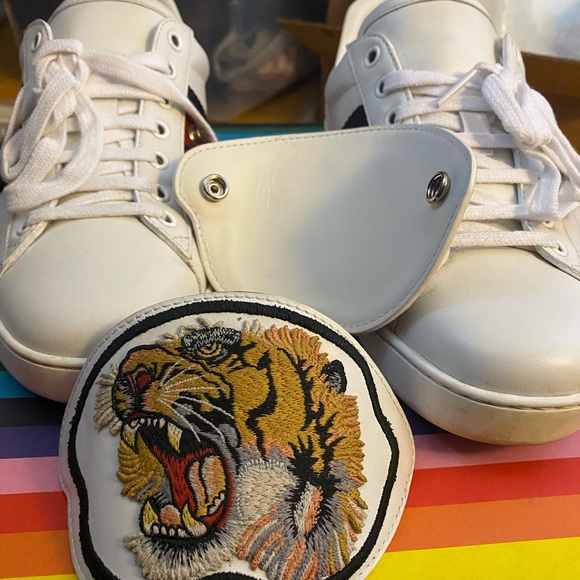 Gucci | Shoes | Gucci Tiger Patch Ace Shoes White Leather | Poshmark